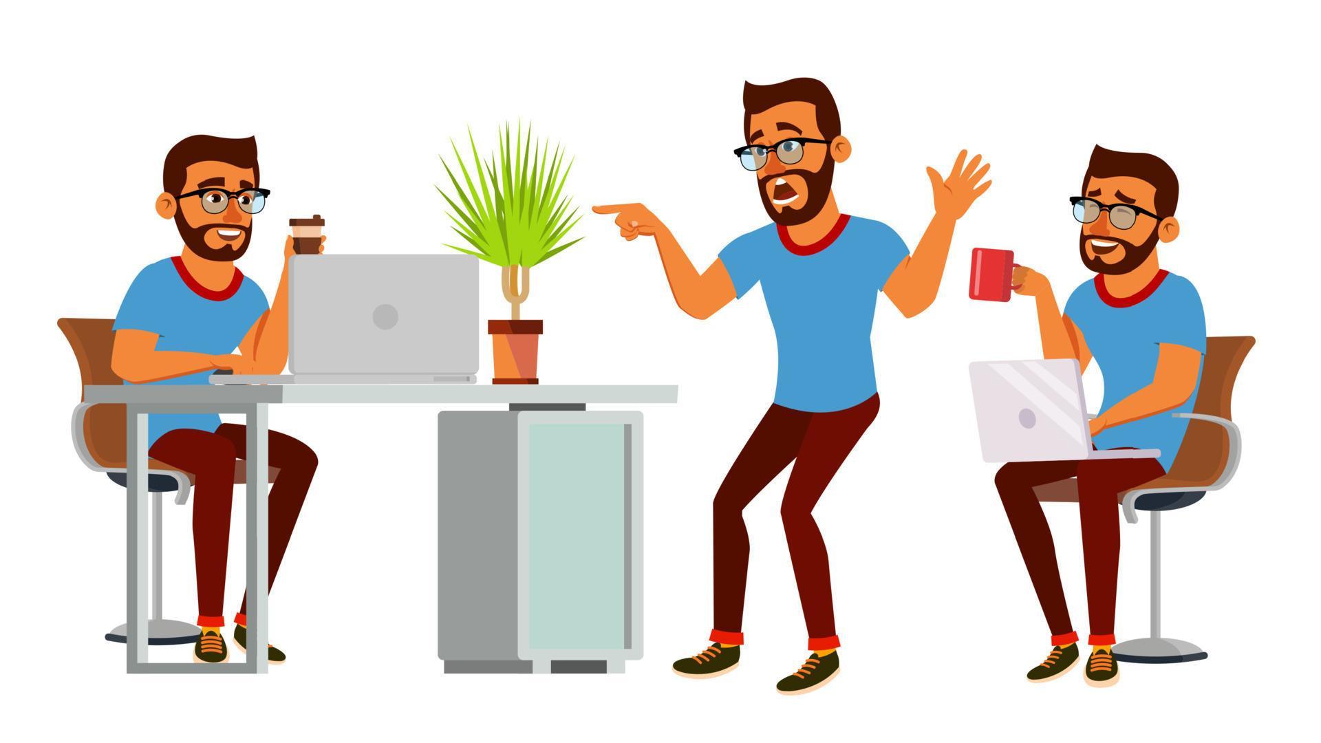 Business Man Character Vector. Working Hindu Man. Bearded. Environment ...