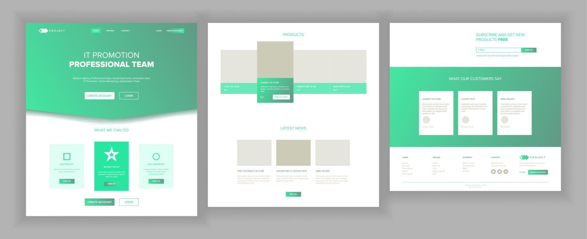 Web Page Design Vector. Website Business Style. Front End Site Scheme ...
