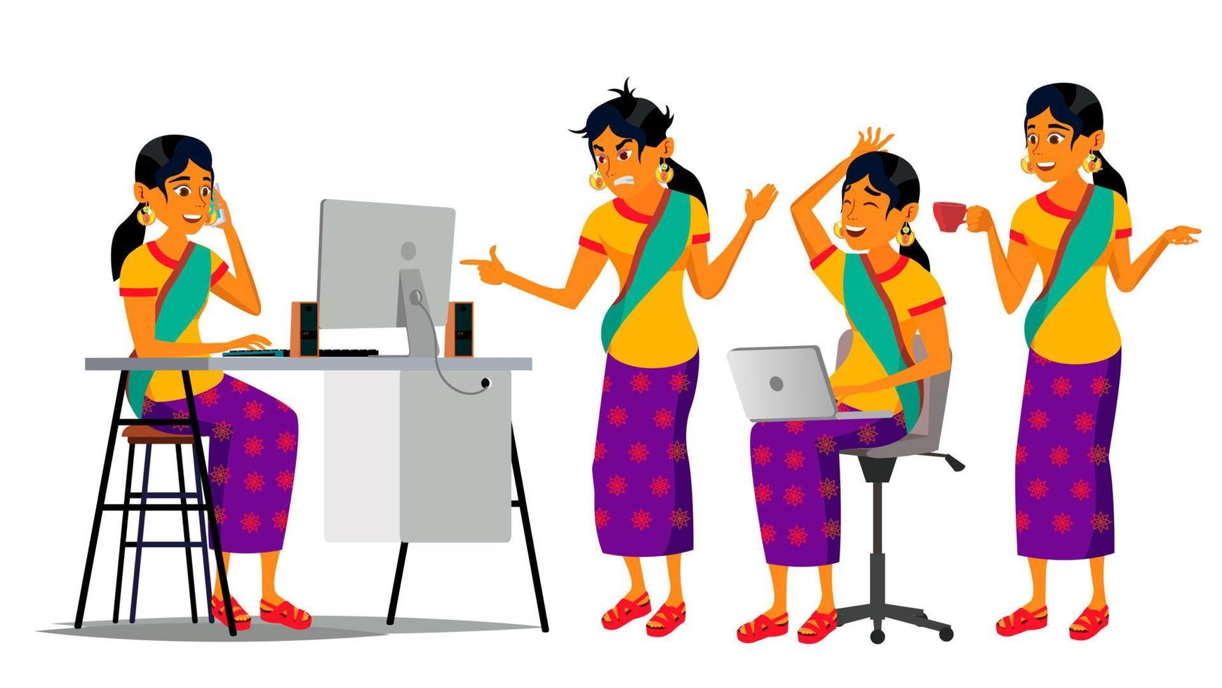 Business Man Character Vector. Working Hindu Man. Bearded. Environment ...