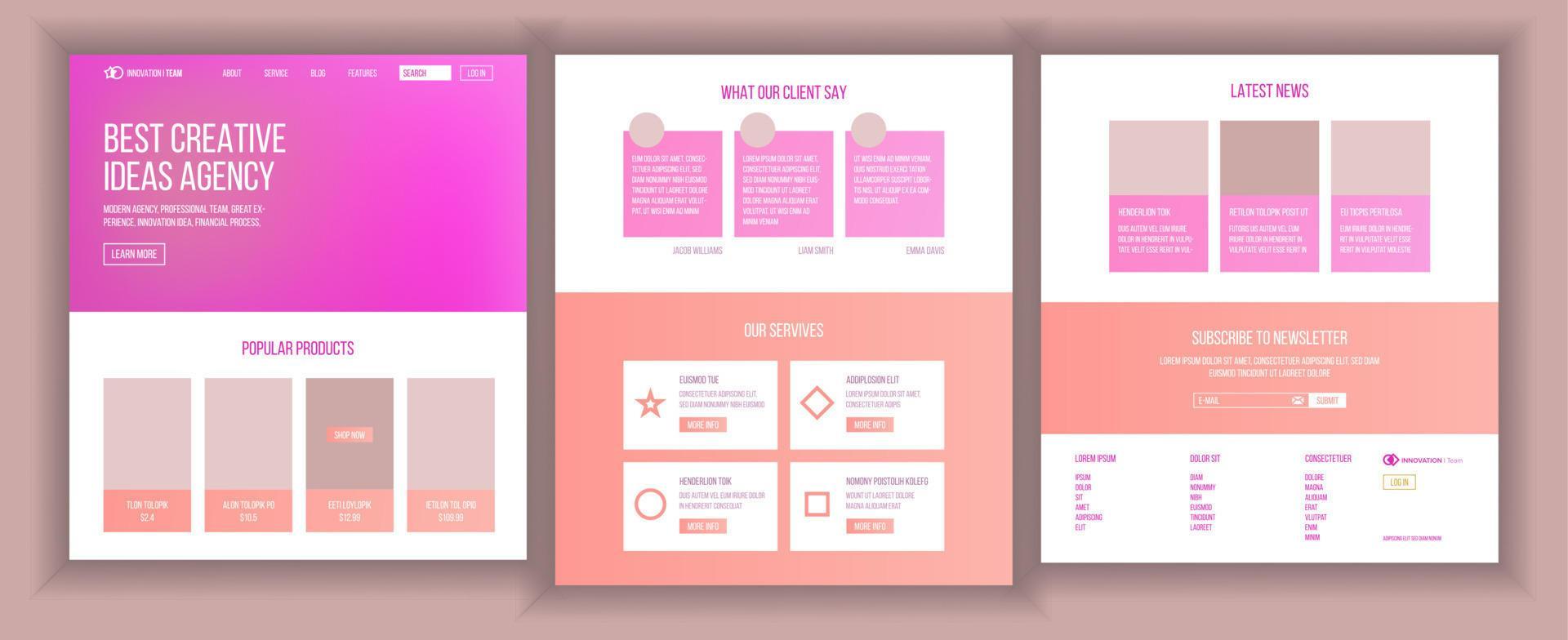 Main Web Page Design Vector. Website Business Style. Landing Template ...