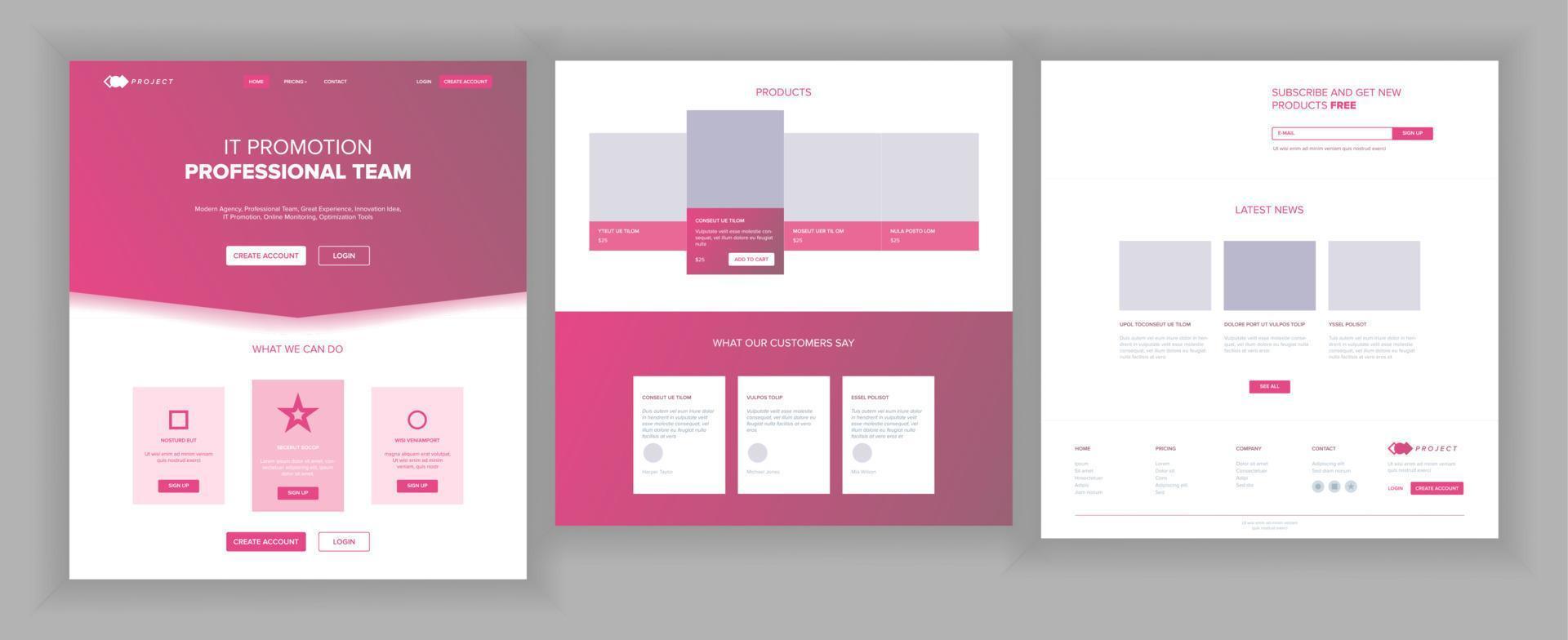 Website Template Vector. Page Business Interface. Landing Web Page. Responsive Ux Design ...