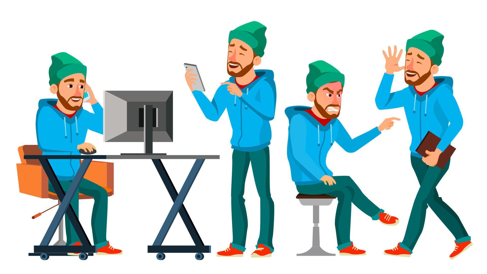 Business Man Character Vector. Working Male. Environment Process. Start ...