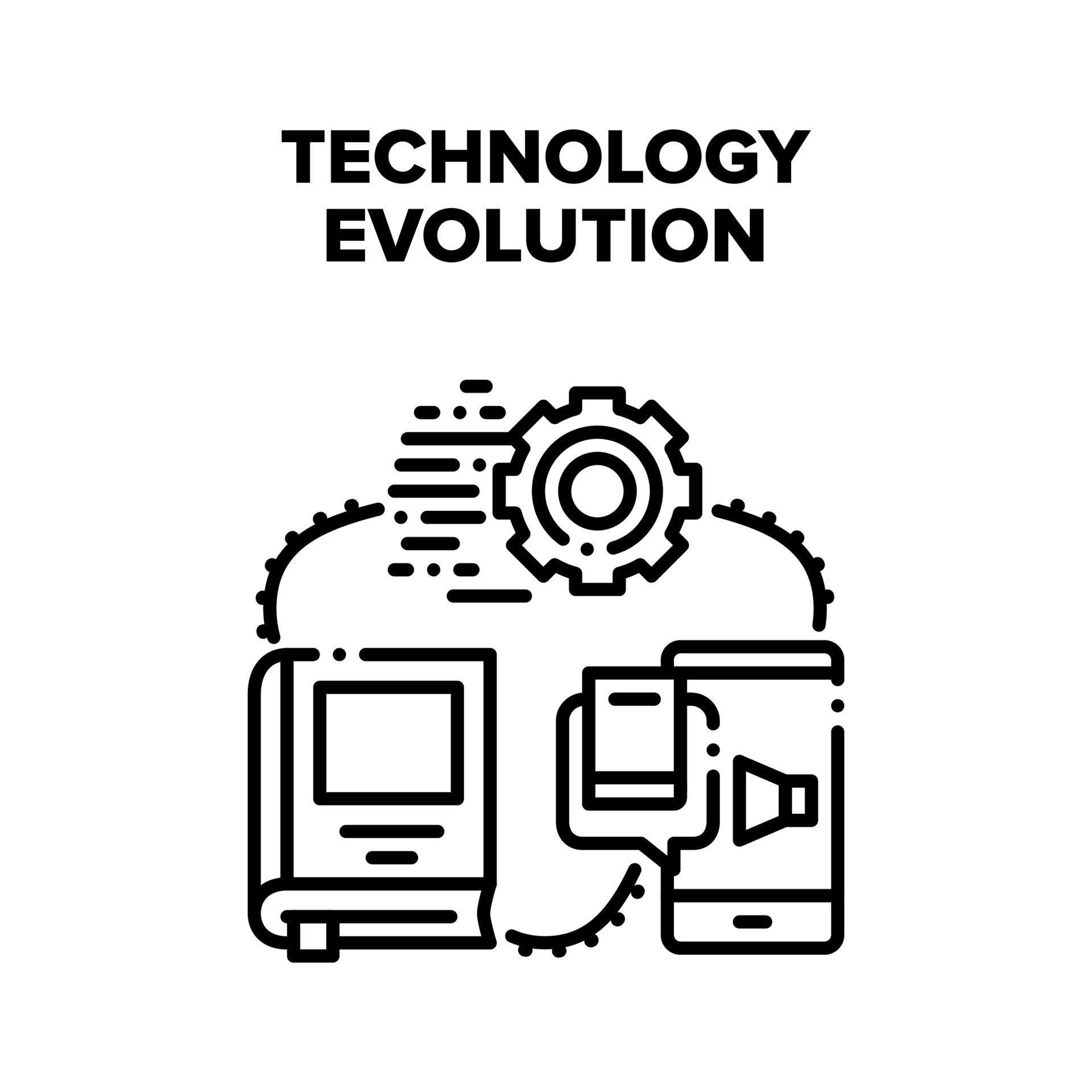 Technology Evolution Progress Vector Black Illustration 17607890 Vector ...