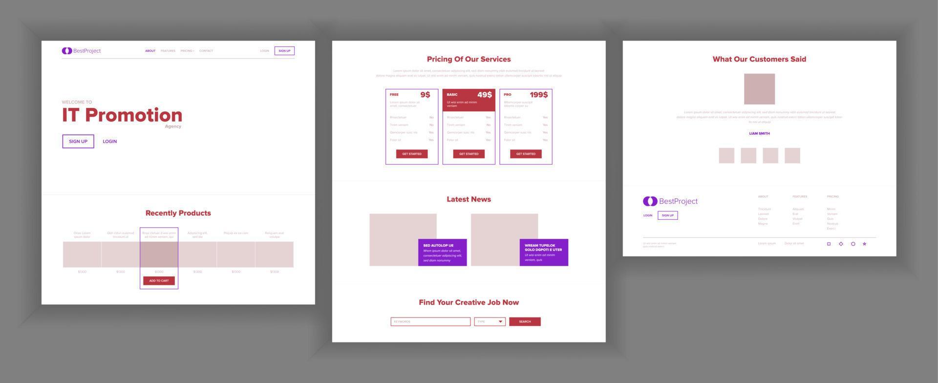Main Web Page Design Vector. Website Business Concept. Landing Template ...