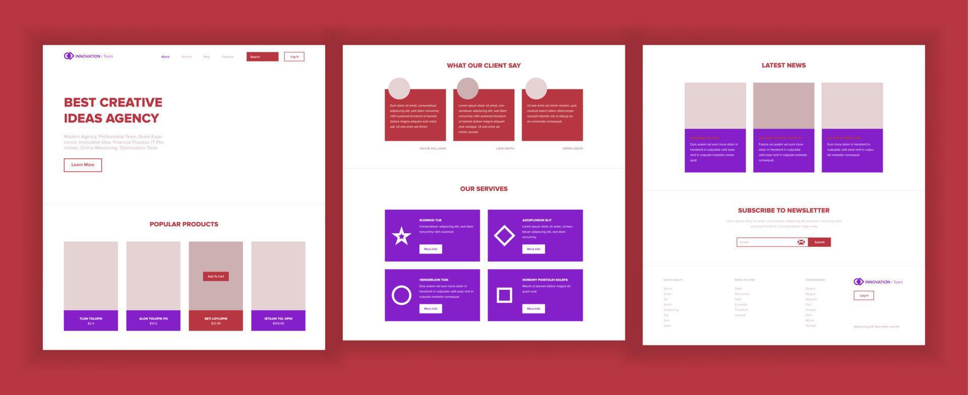 Main Web Page Design Vector. Website Business Style. Landing Template ...