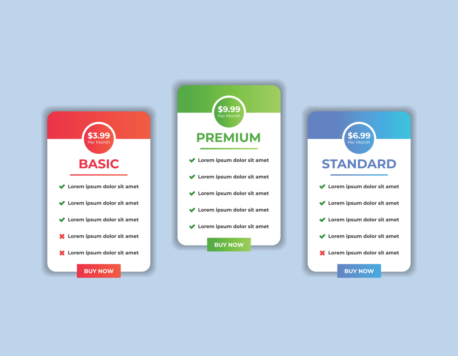 Modern gradient web pricing table comparison chart design template ... Modern gradient web pricing table comparison chart design template ...