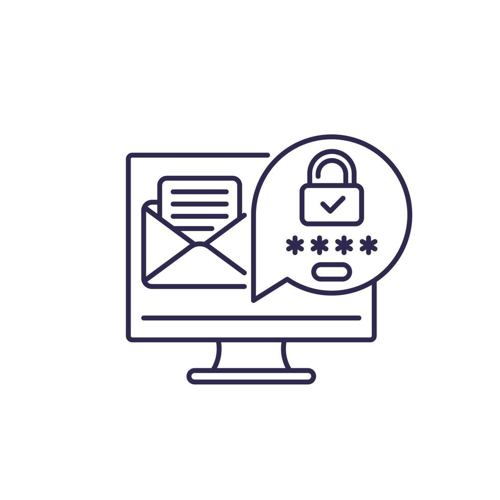 Mail Access Line Icon Authentication With Password 17613259 Vector Art