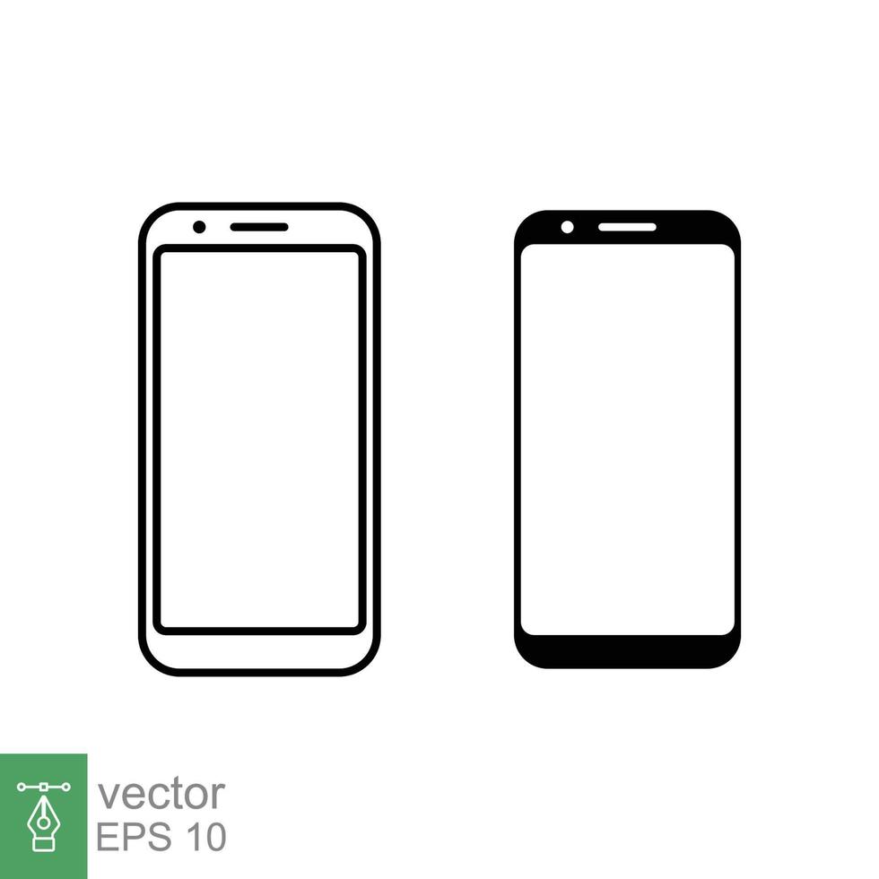 Smartphone icon. Simple outline and solid style. Phone, cell, smart ...