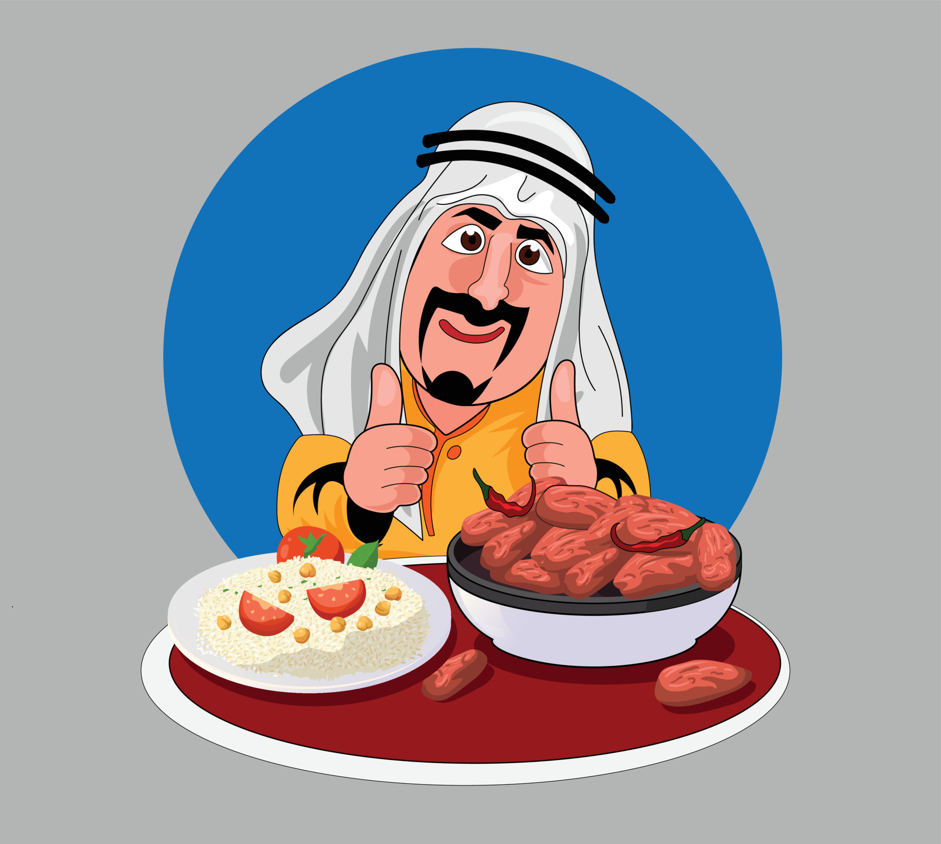 Arab man showing traditional dish vector illustration 17614642 Vector ...