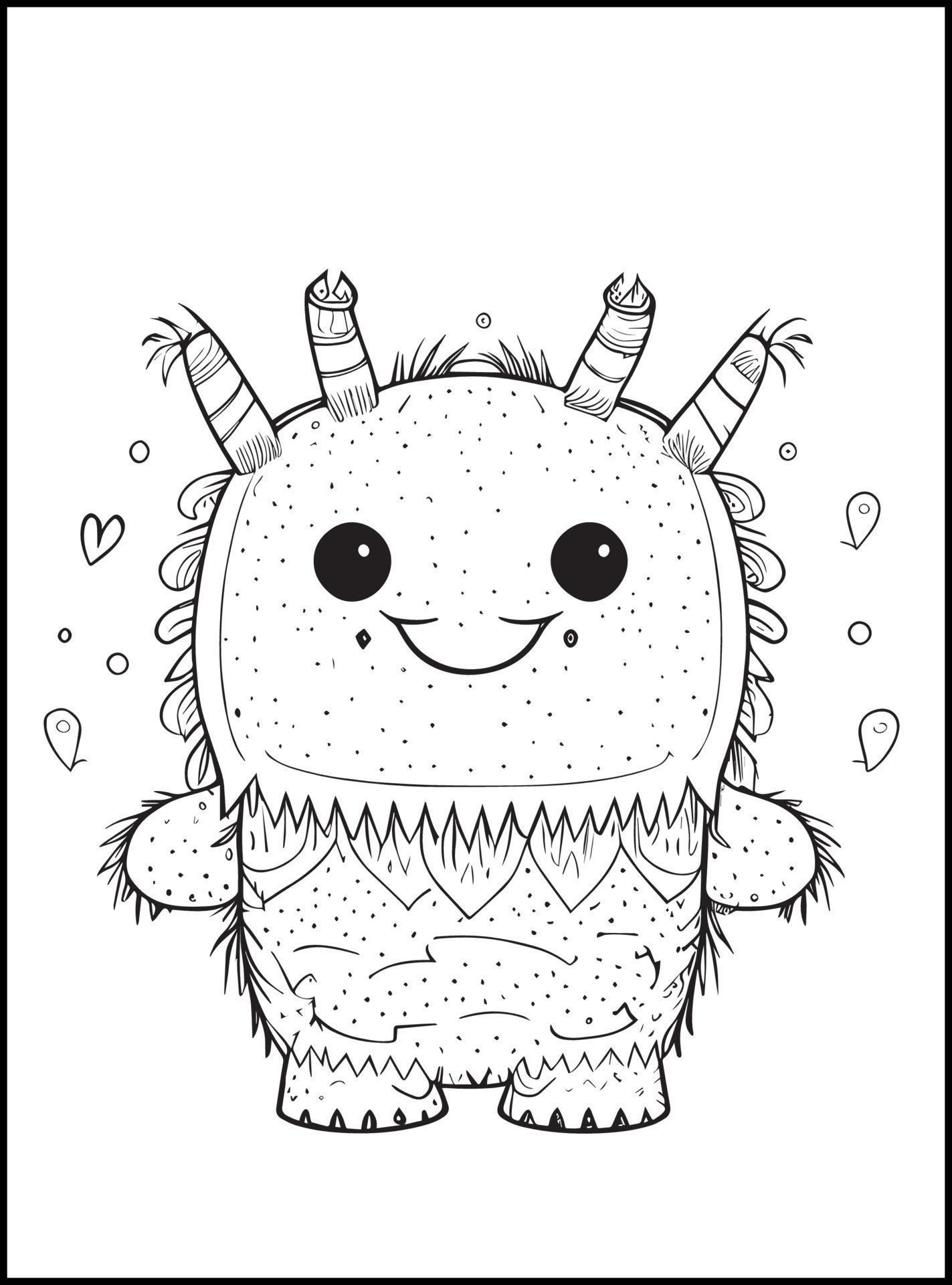 Monster Coloring Pages for Kids 17616320 Vector Art at Vecteezy