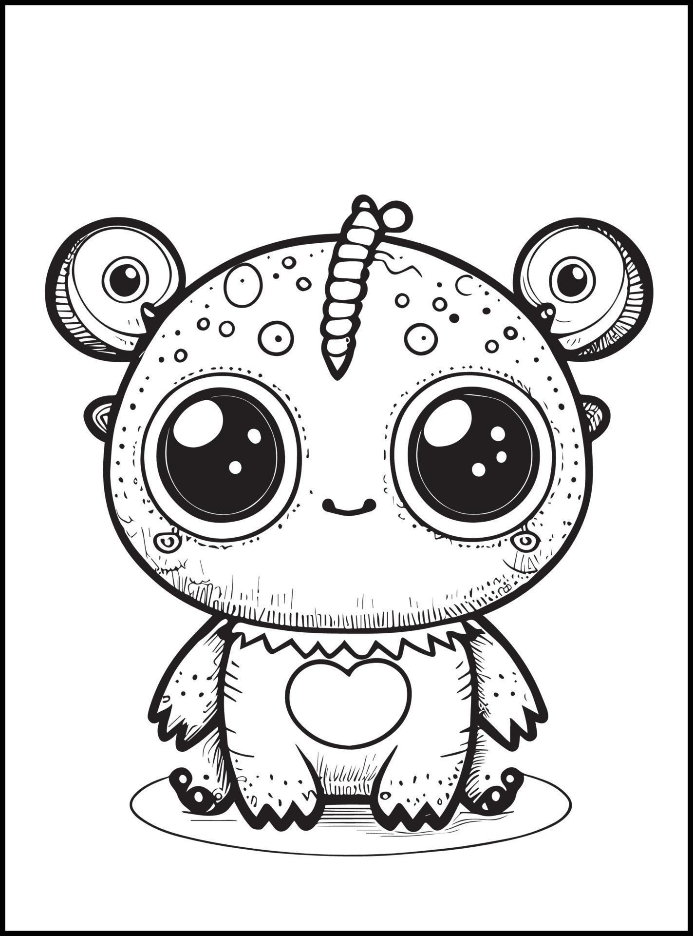 Monster Coloring Pages for Kids 17616321 Vector Art at Vecteezy