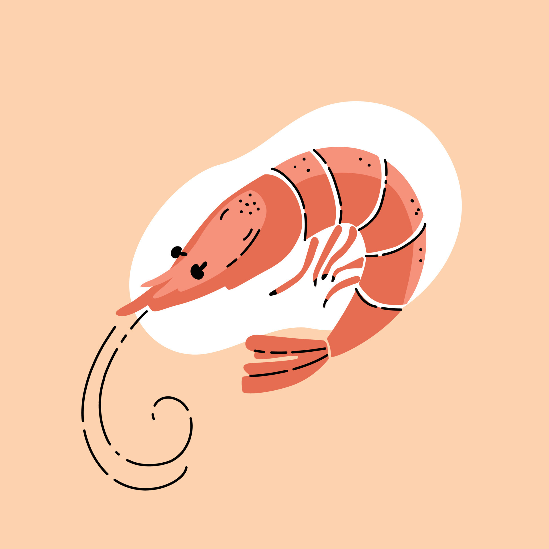 Vector Illustration Of An Orange Shrimp In A Doodle Style On A White Background 17629020 Vector