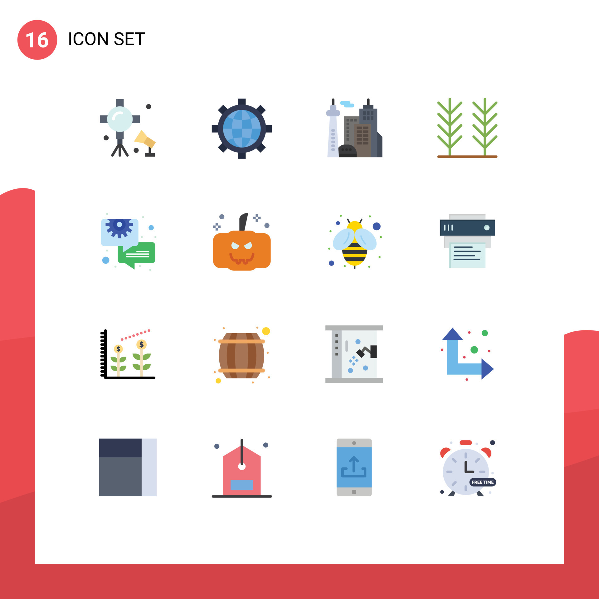 Stock Vector Icon Pack of 16 Line Signs and Symbols for chat wheat ...