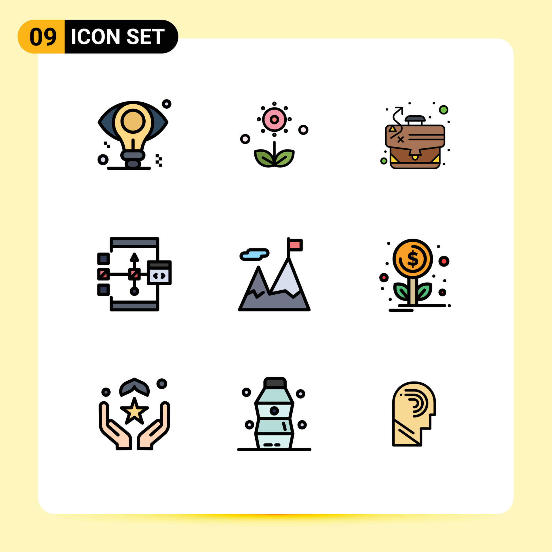 Filledline Flat Color Pack Of 9 Universal Symbols Of Flowchart Develop Spring Coding Case