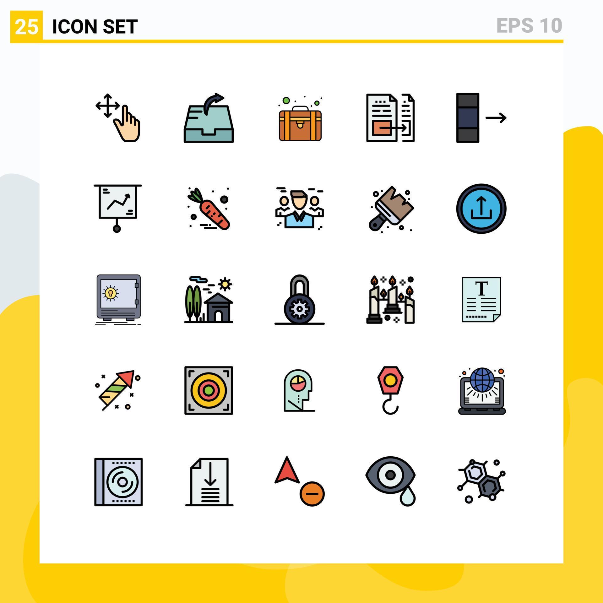 Editable Vector Line Pack Of 25 Simple Filled Line Flat Colors Of Export Column Seo Pack Invoice