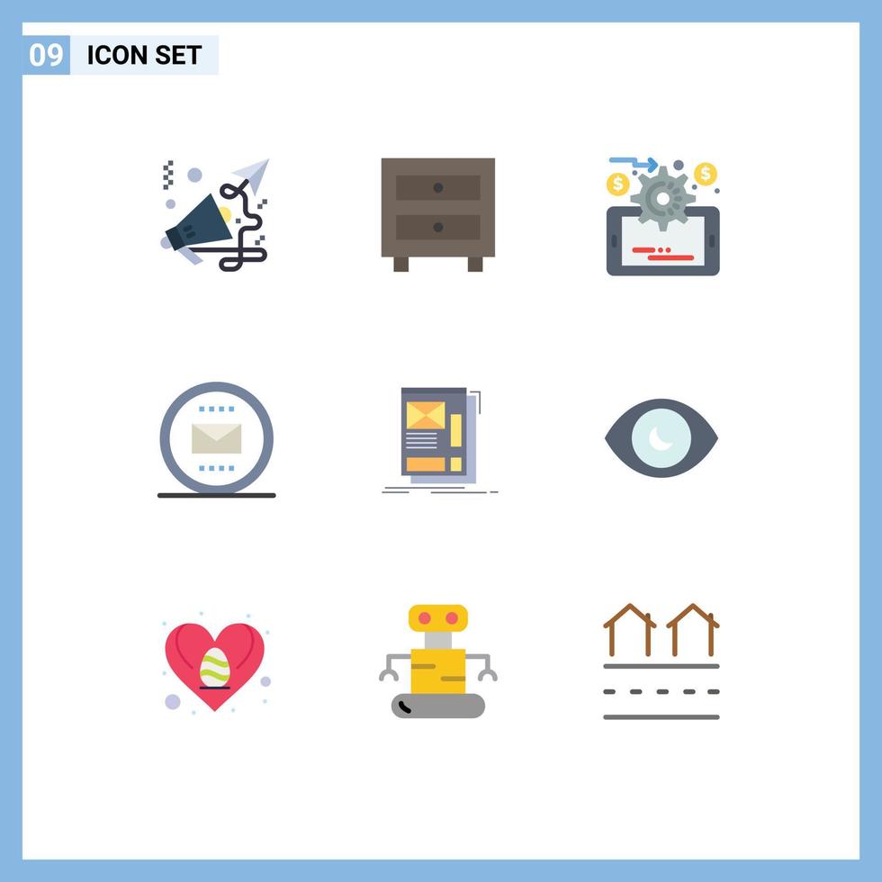 9 Universal Flat Colors Set For Web And Mobile Applications Framing Mail Analytics Letter Email