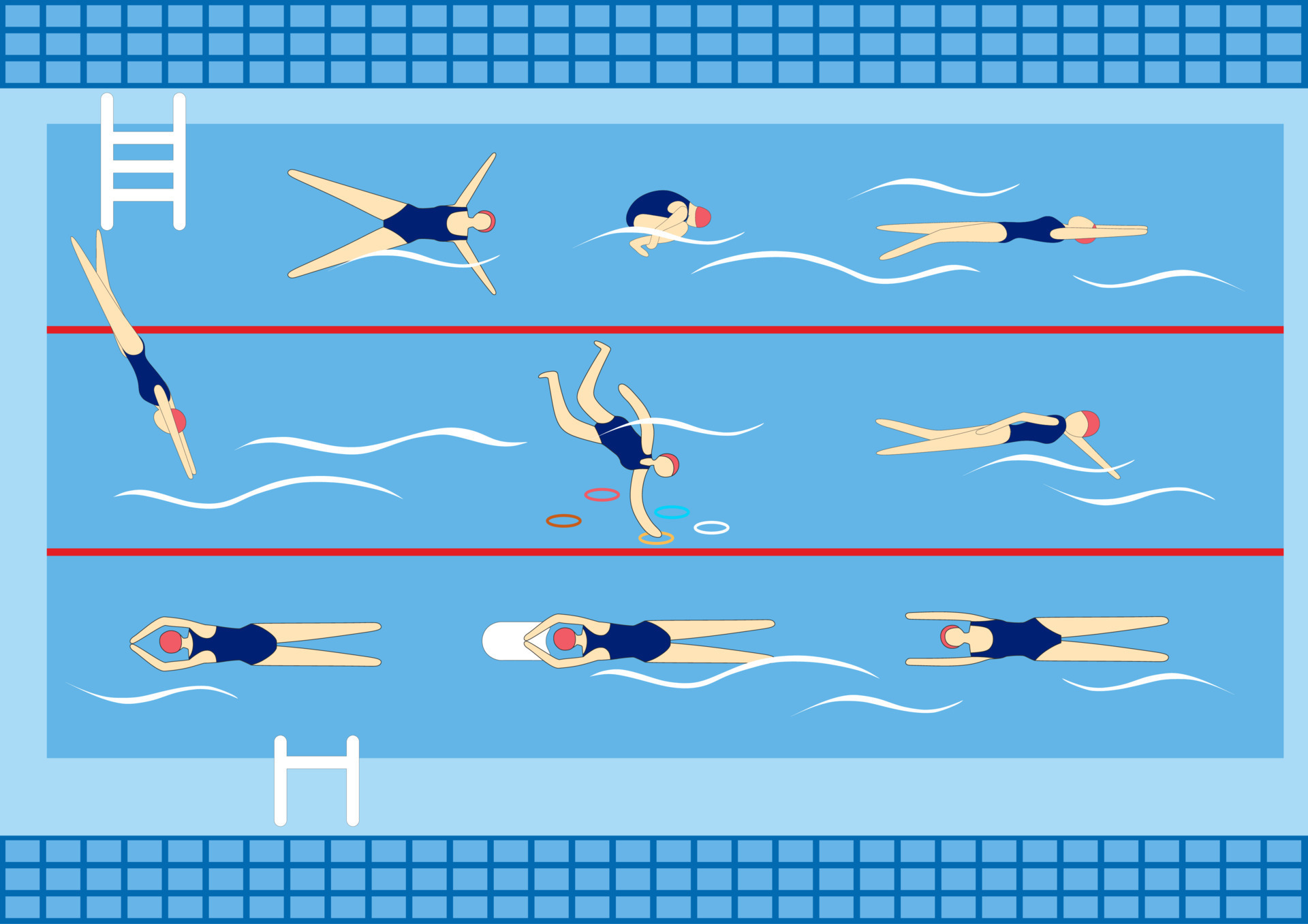 Swimmers in swimming pool. Sport professional swimming pool with lanes ... Swimmers in swimming pool. Sport professional swimming pool with lanes ...