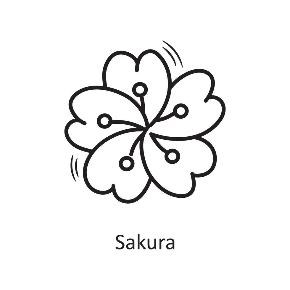 Sakura Vector Outline Hand Draw Icon Design Illustration Valentine Symbol On White Background