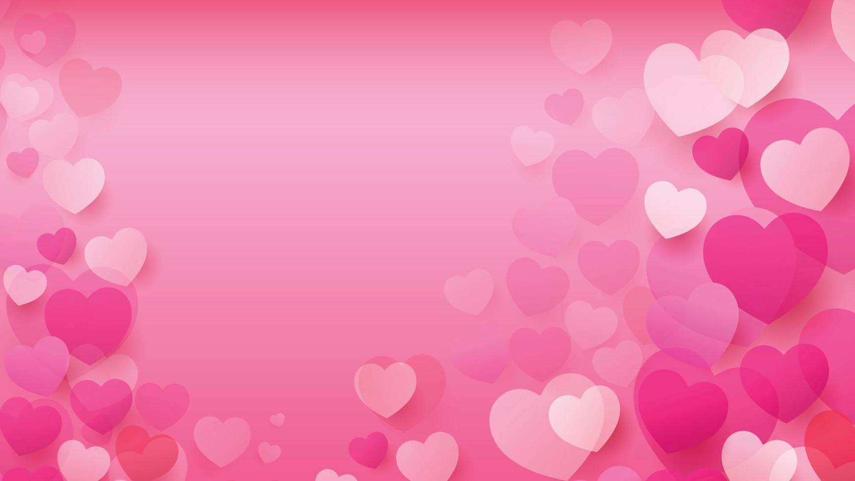 fondo de vector de amor de corazón. marco de San Valentín. fondo de corazones de color rosa ...