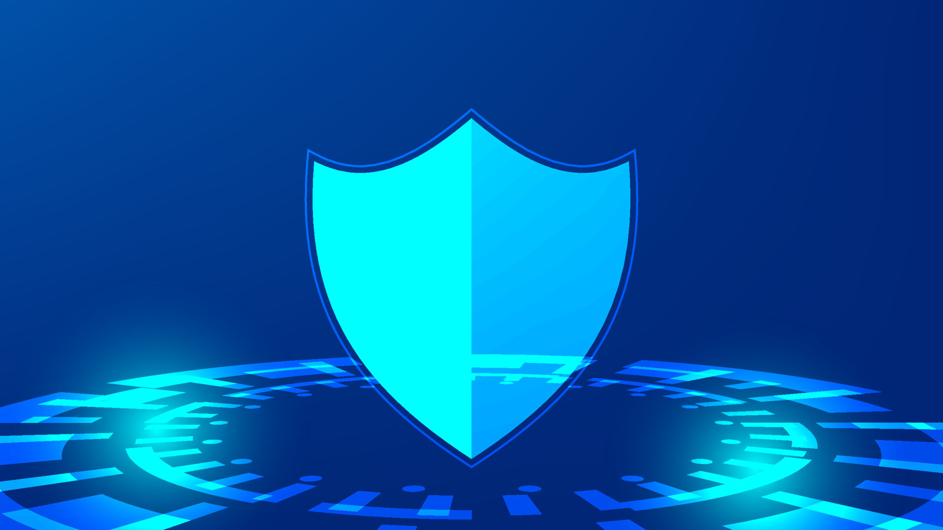 Cyber Security And Data Protection Concept Shield With Hi Tech Circle