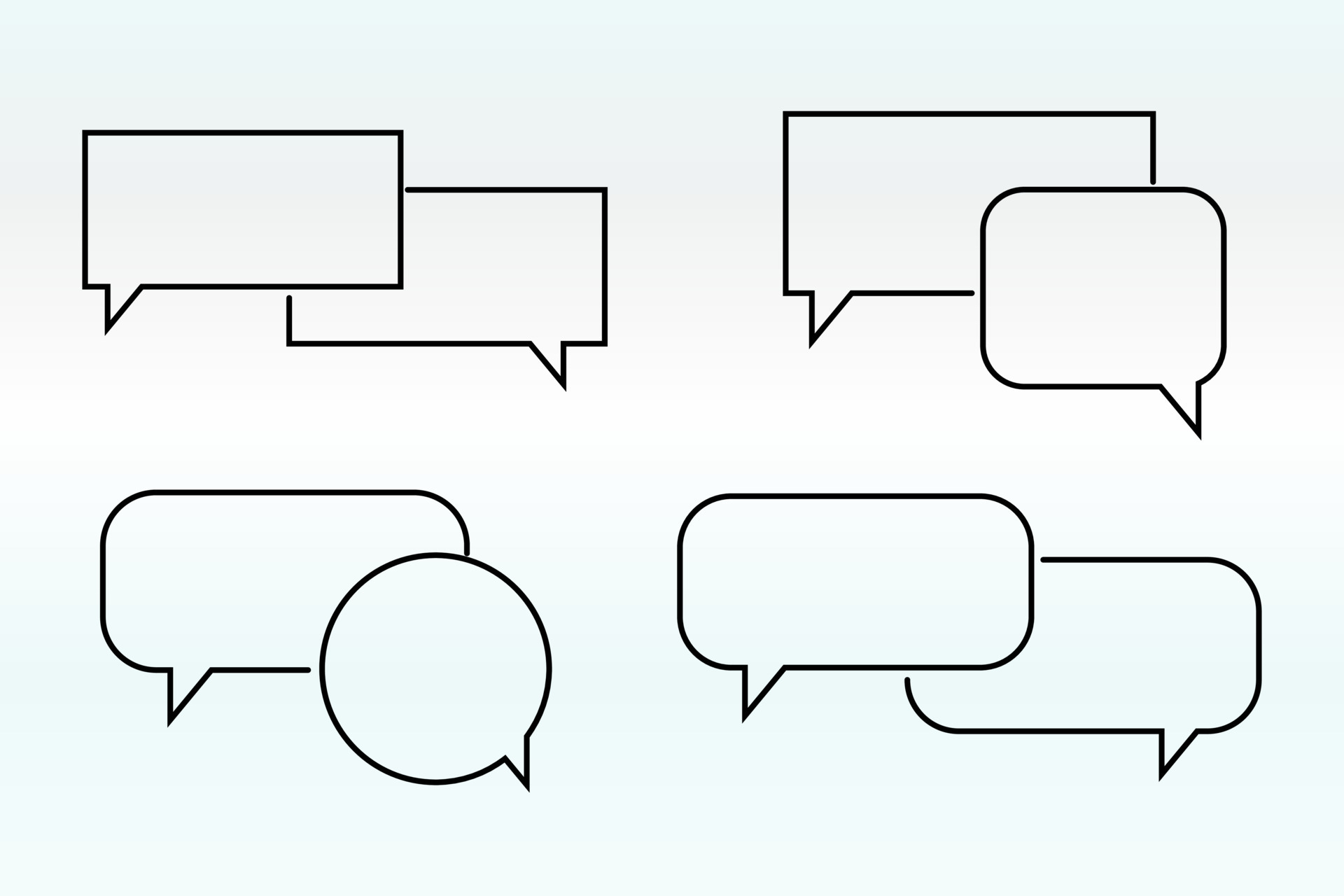 Set Of Speech Bubble Line Icons Editable Stroke Linear Design Perfect