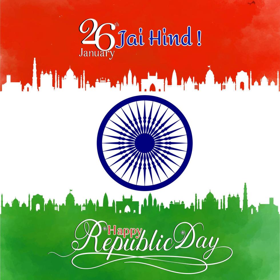 Indian Republic day 26th January wish and vector editable template ...