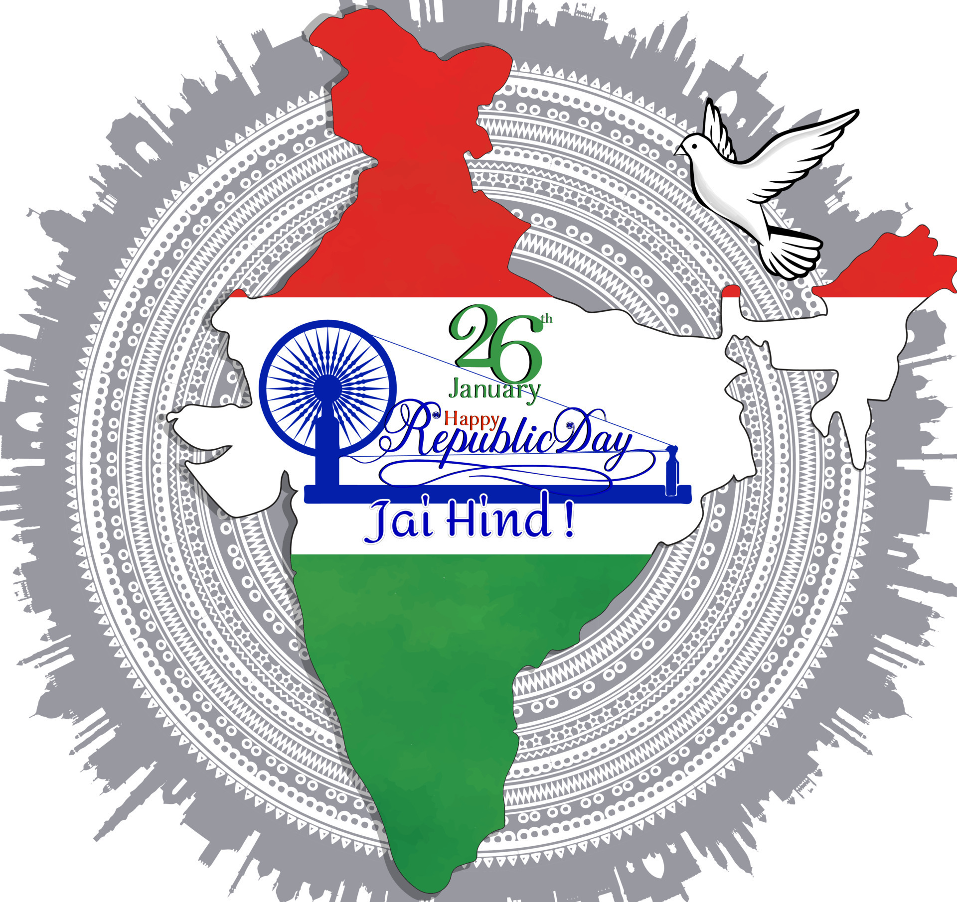 Indian Republic day 26th January wish and vector editable template ...
