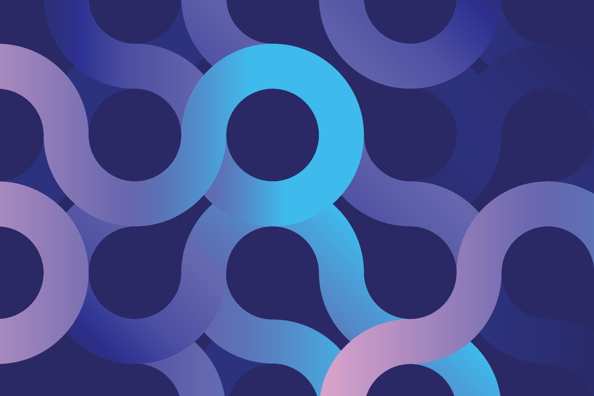 Abstract Gradient Blue Circle Overlapping Decorative Shapes On Black Background With Gloss