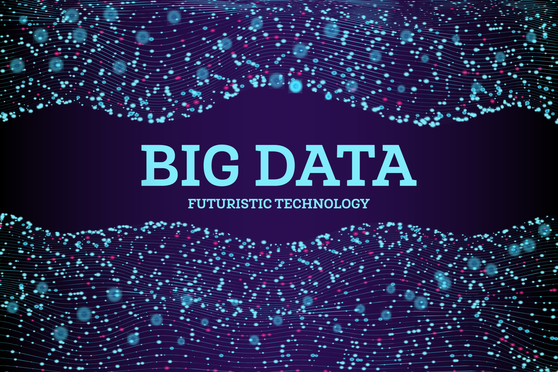 Wave Of Dots And Weave Lines Big Data Concept Abstract Background Network Connection