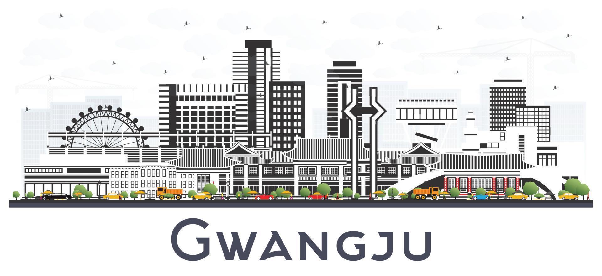 Gwangju South Korea City Skyline with Color Buildings Isolated on White. 17648581 Vector Art at ...