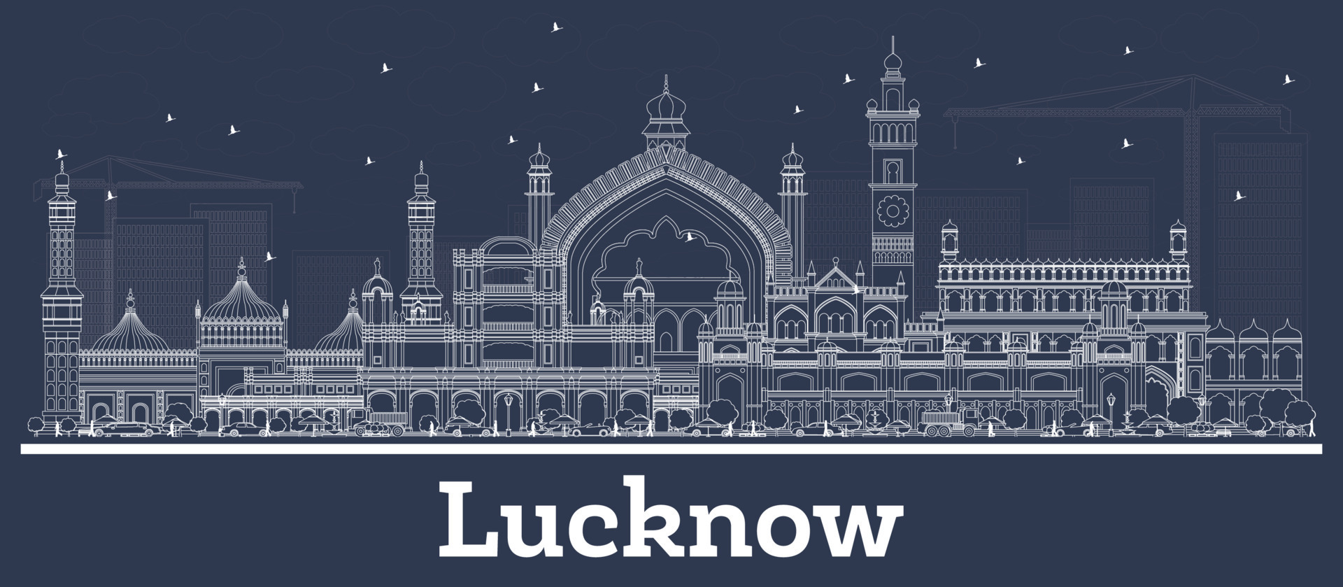 Outline Lucknow India City Skyline with White Buildings. 17649005 ...