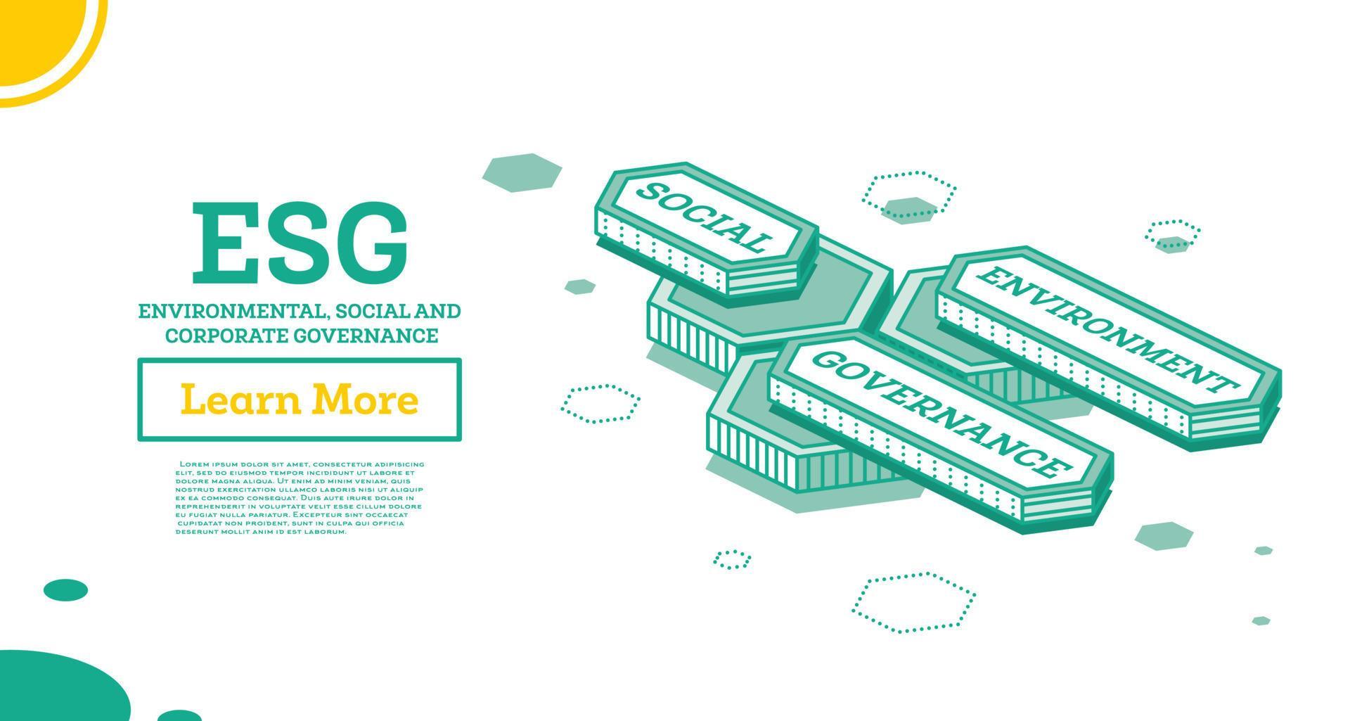 ESG Concept of Environmental, Social and Governance. Infographic Element with Three Hexagons ...