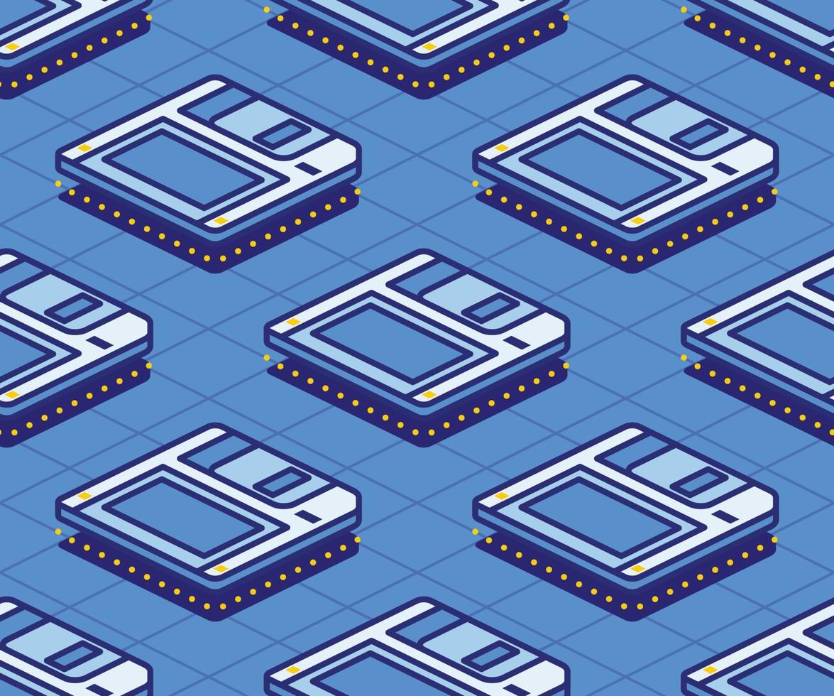 Isometric Floppy Magnetic Disk Seamless Pattern Concept 80s And 90s 17649291 Vector Art At