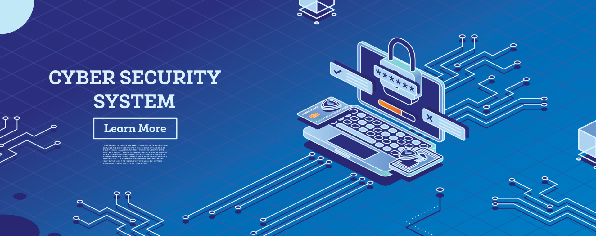 Isometric Cyber Security Concept. Data Protection. Notebook with Credit ...