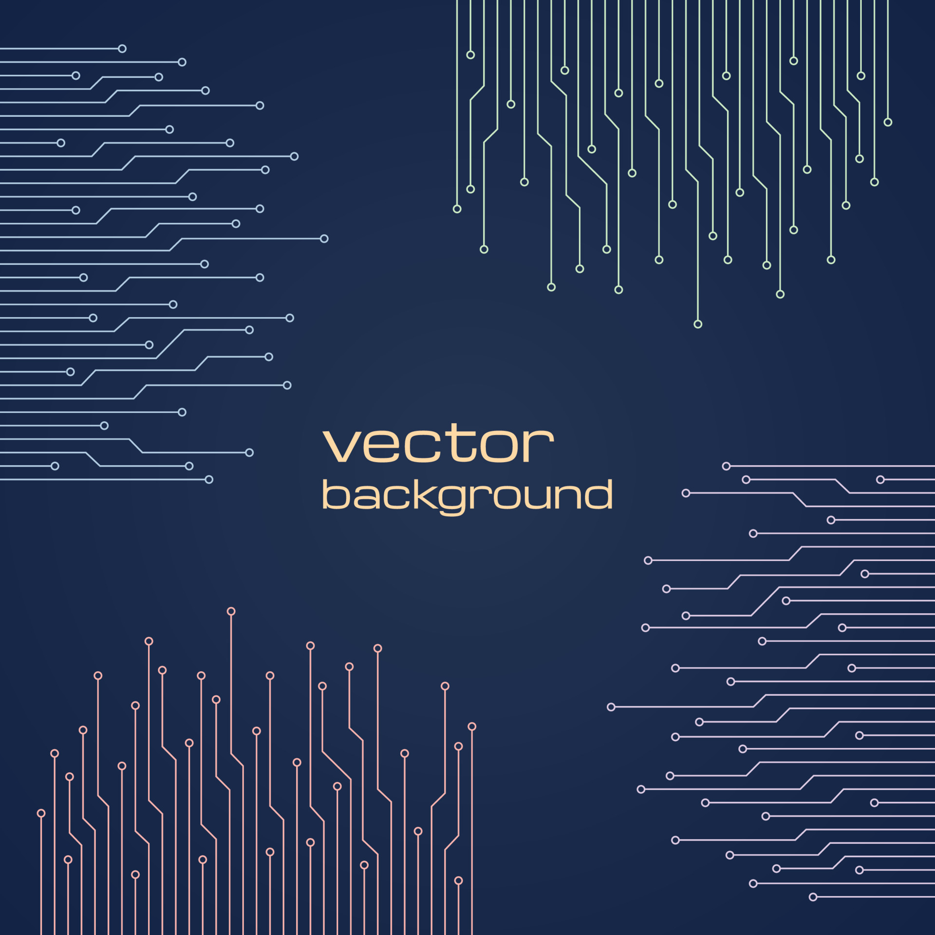 Abstract Technological Blue Background With Elements Of The Microchip