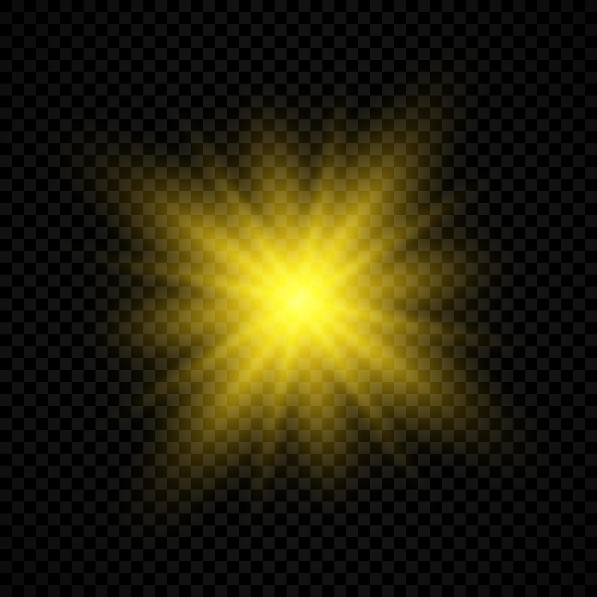 Light effect of lens flares. Yellow glowing lights starburst effects with sparkles on a ...