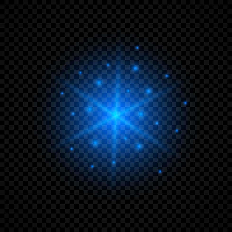 Light effect of lens flares. Blue glowing lights starburst effects with sparkles on a ...