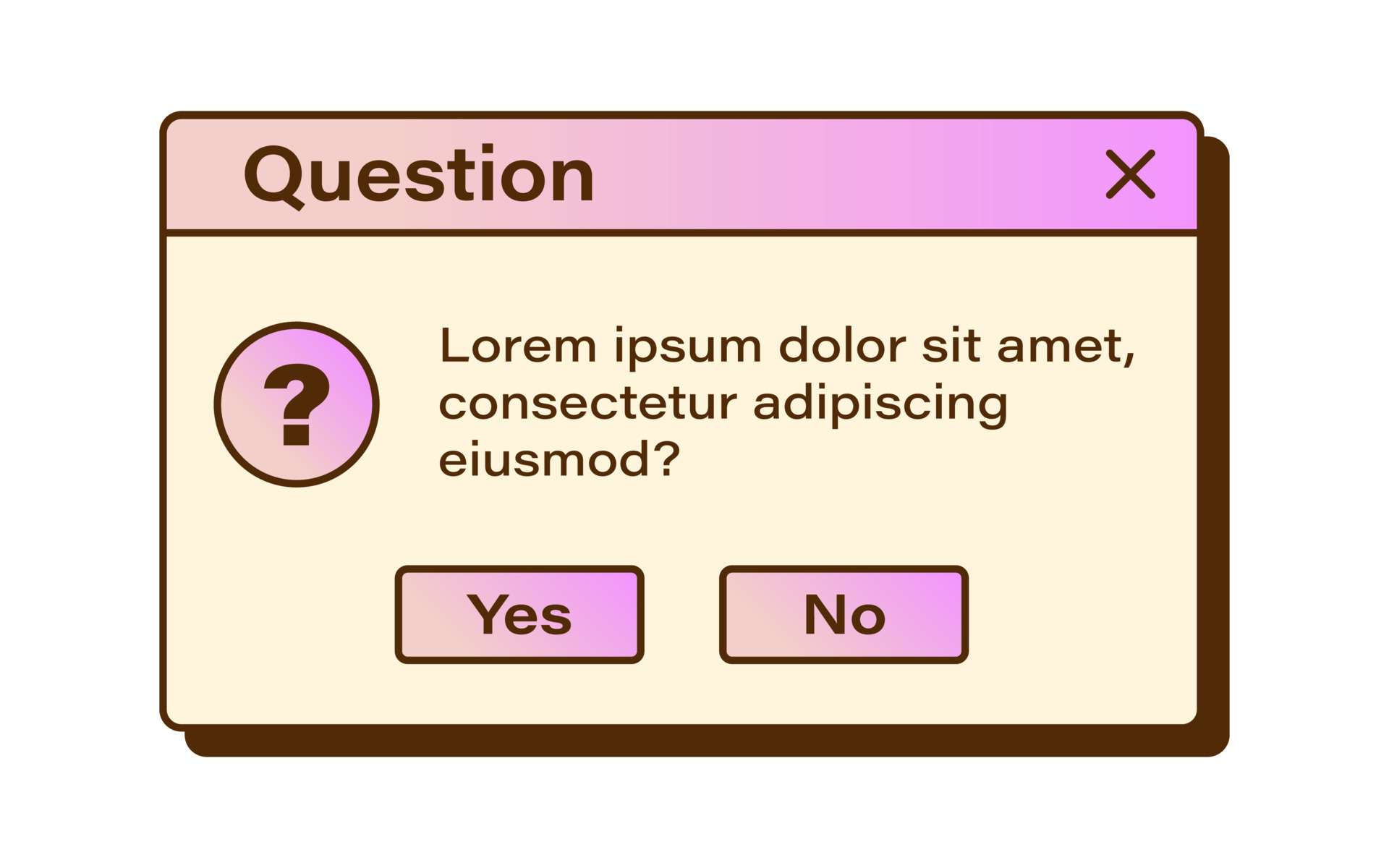 Vector retro vaporwave modal window. Gradient question dialog windows ... Vector retro vaporwave modal window. Gradient question dialog windows ...