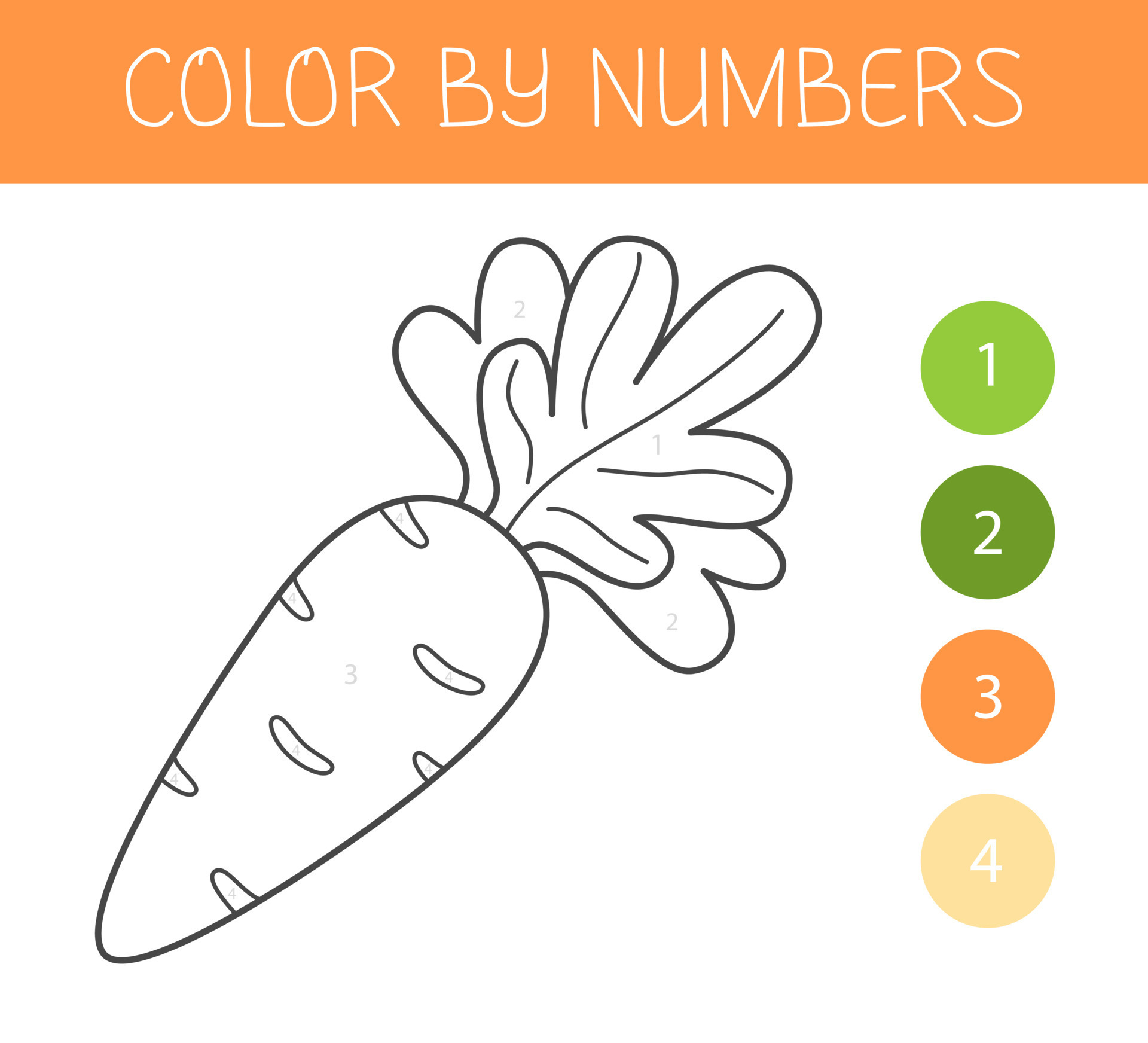 Color by numbers coloring book for kids with a carrot. Coloring page ...