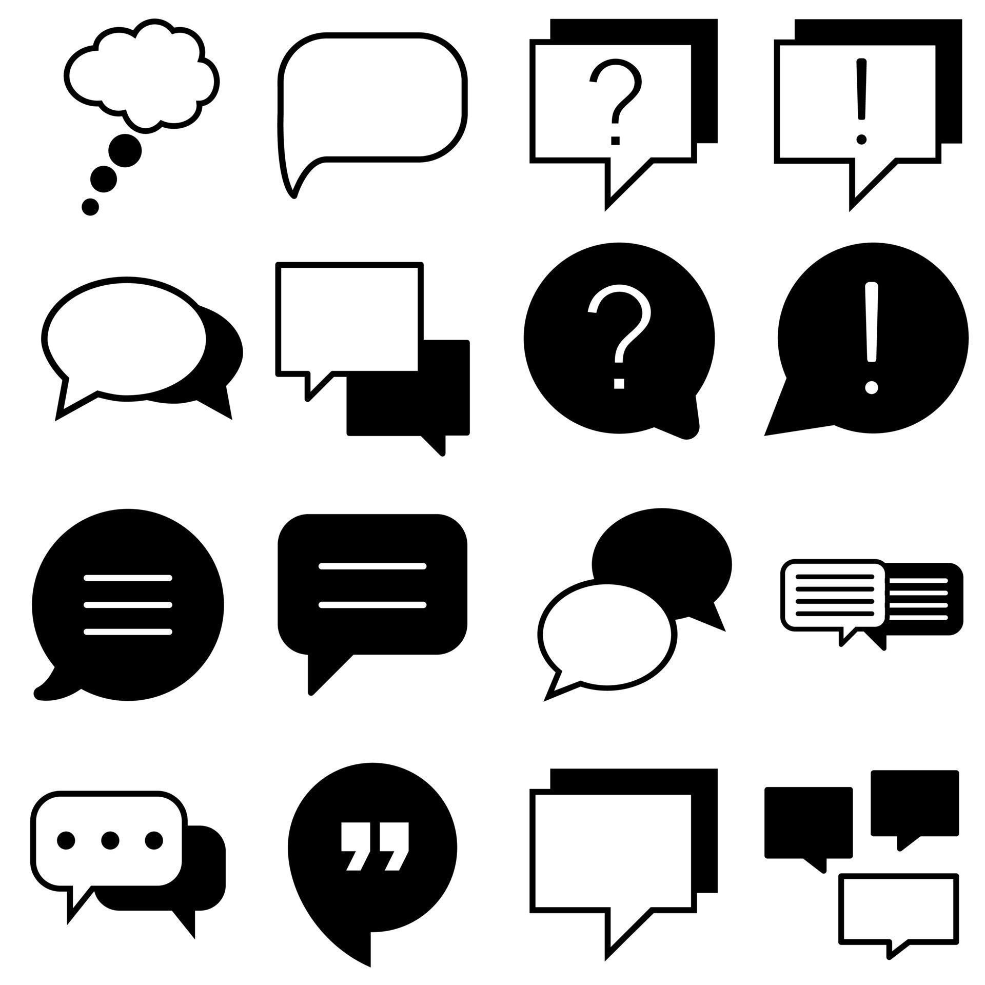 Set of Speech Bubble chat vector line icons. massage illustration sign ...