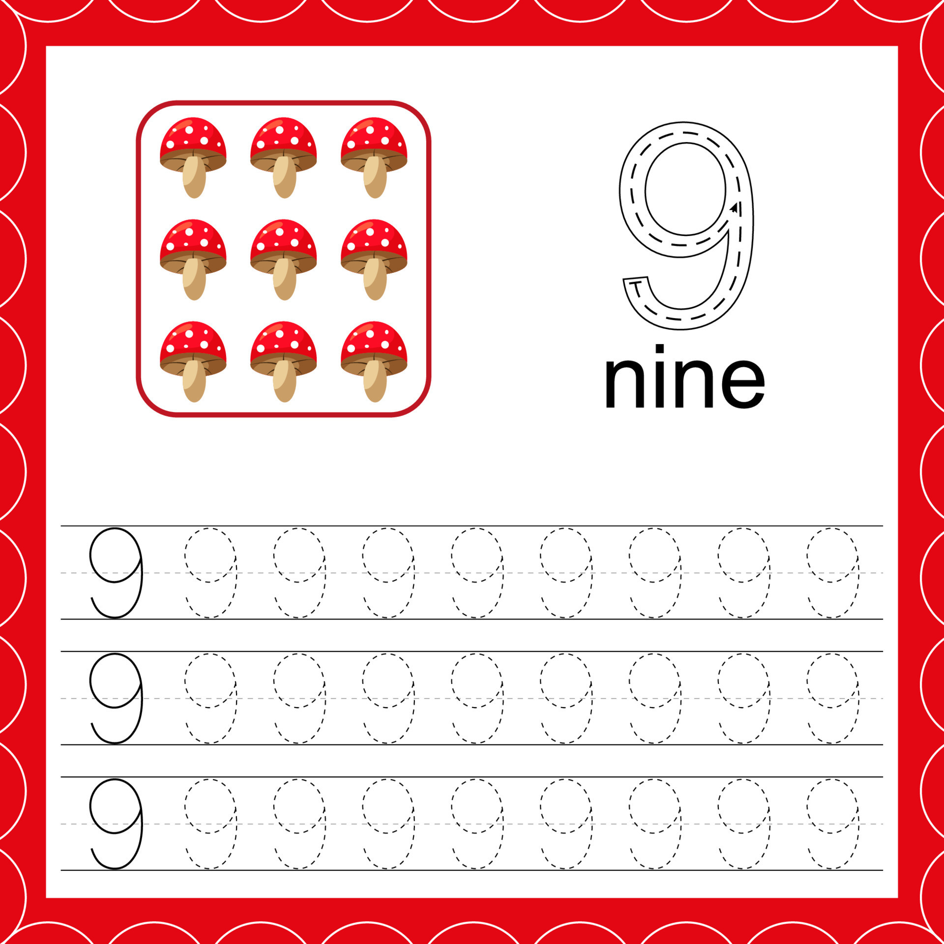Cards with numbers for children. Trace the line. For kids learning to ...