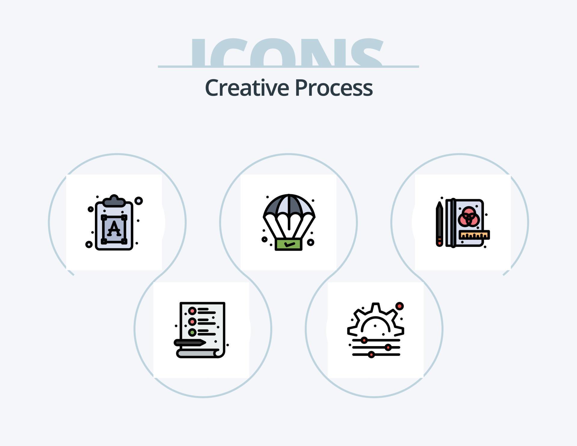 Creative Process Line Filled Icon Pack 5 Icon Design. . camera. file ...