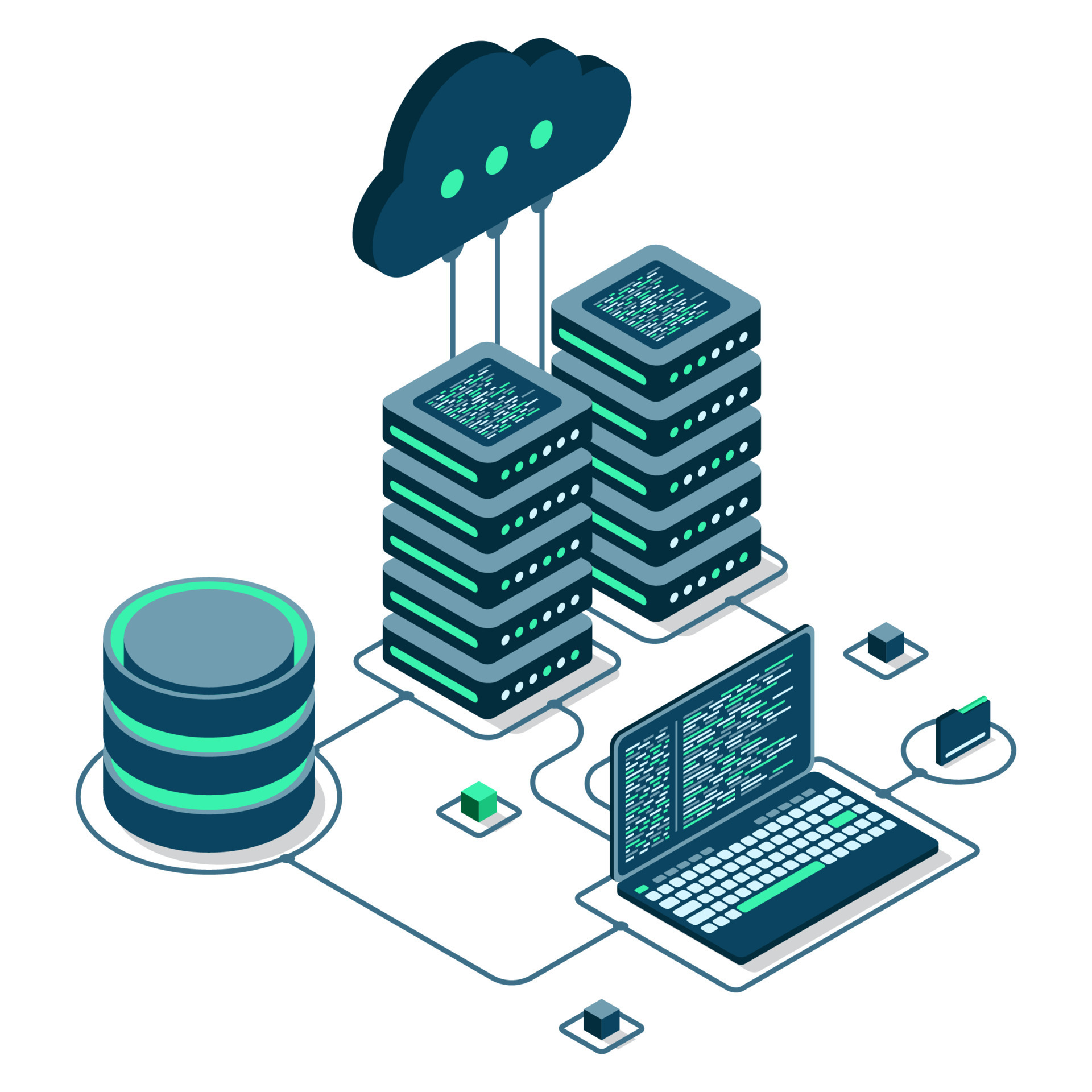 Cloud Technology Computing Concept Modern Cloud Technology Data Center Isometric Concept