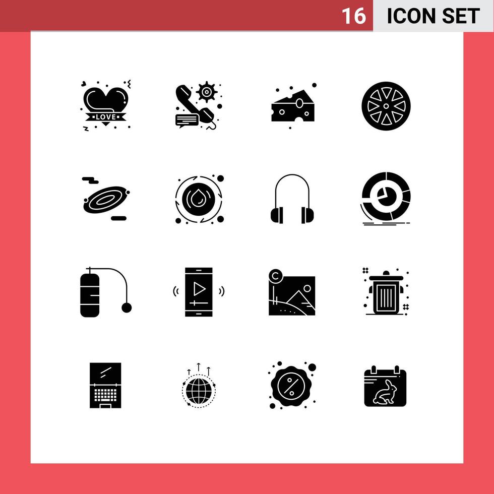 User Interface Pack of 16 Basic Solid Glyphs of rotation healthy message fruit supermarket ...