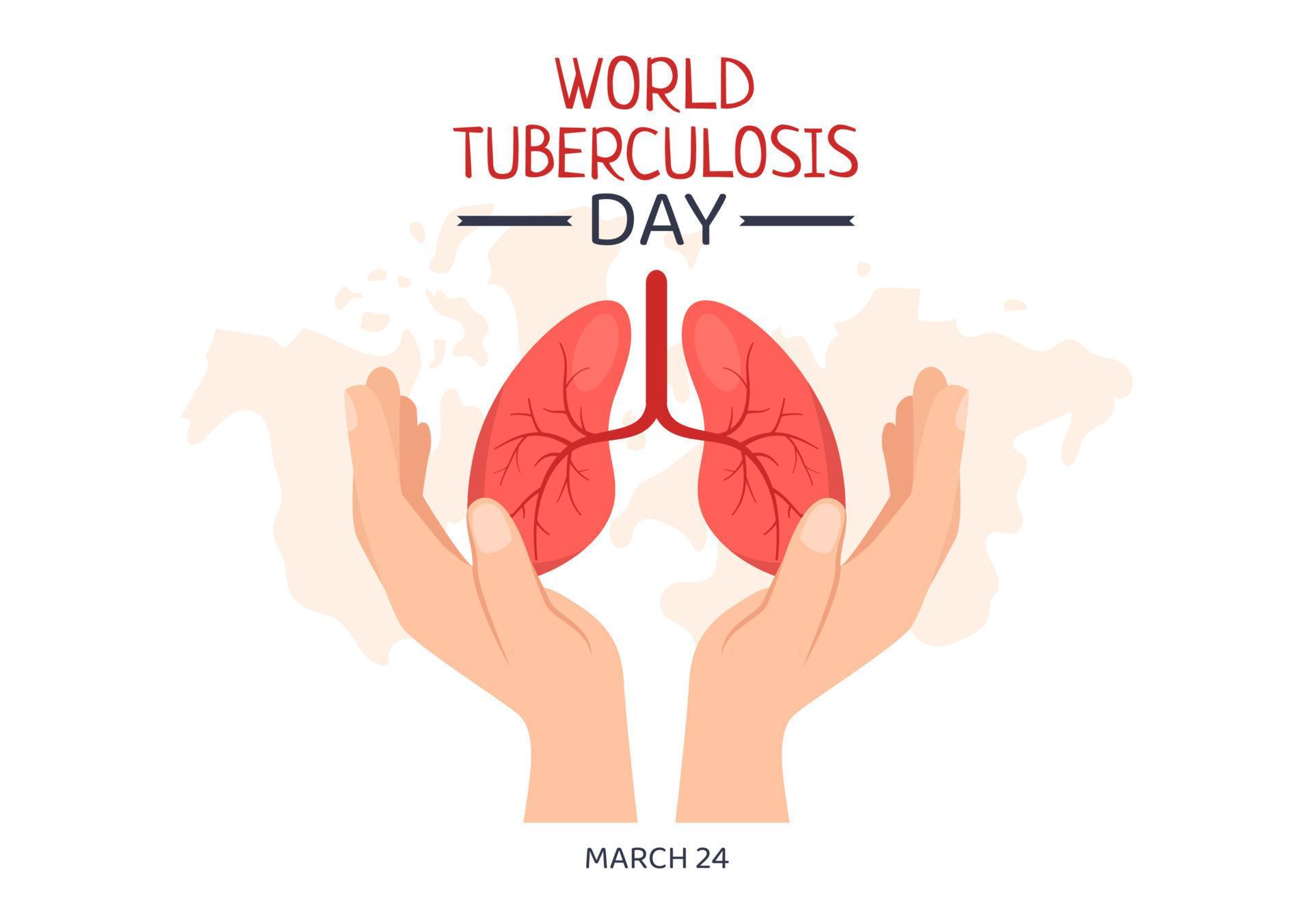 ilustración del día mundial de la tuberculosis el 24 de marzo con imágenes de los pulmones y la ...