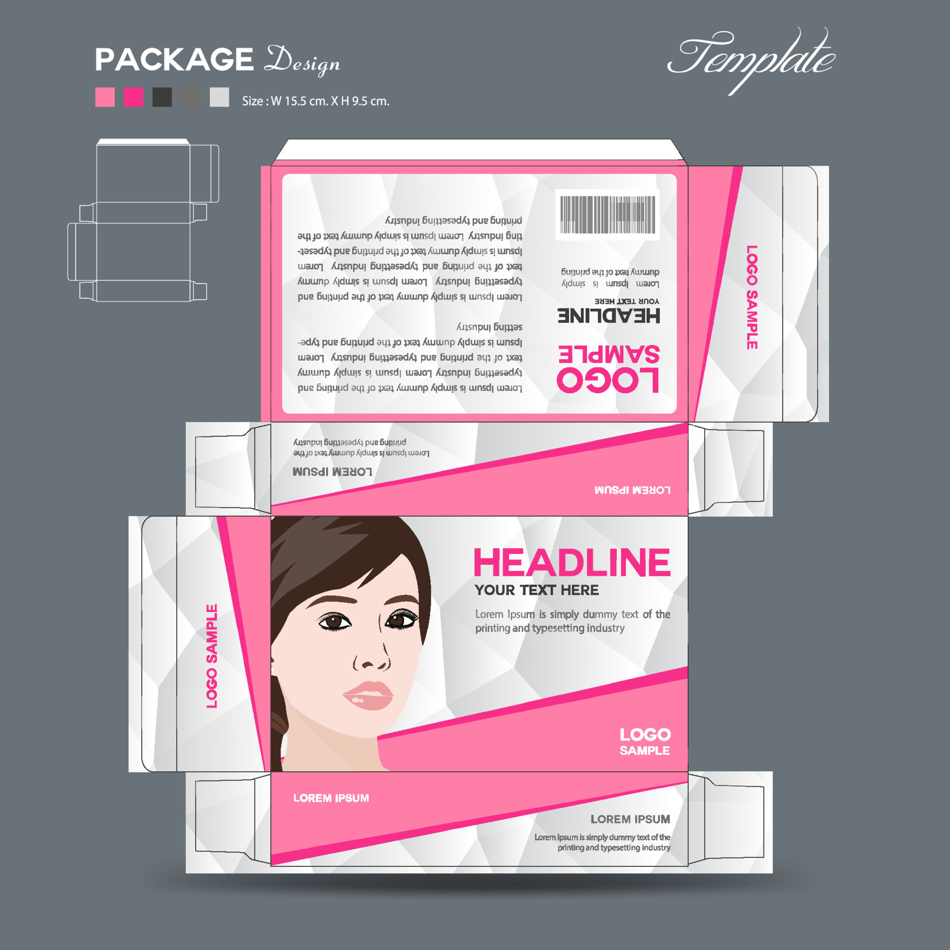 Supplements and Cosmetic box design, Package design template, box outline, Box Packaging design ...