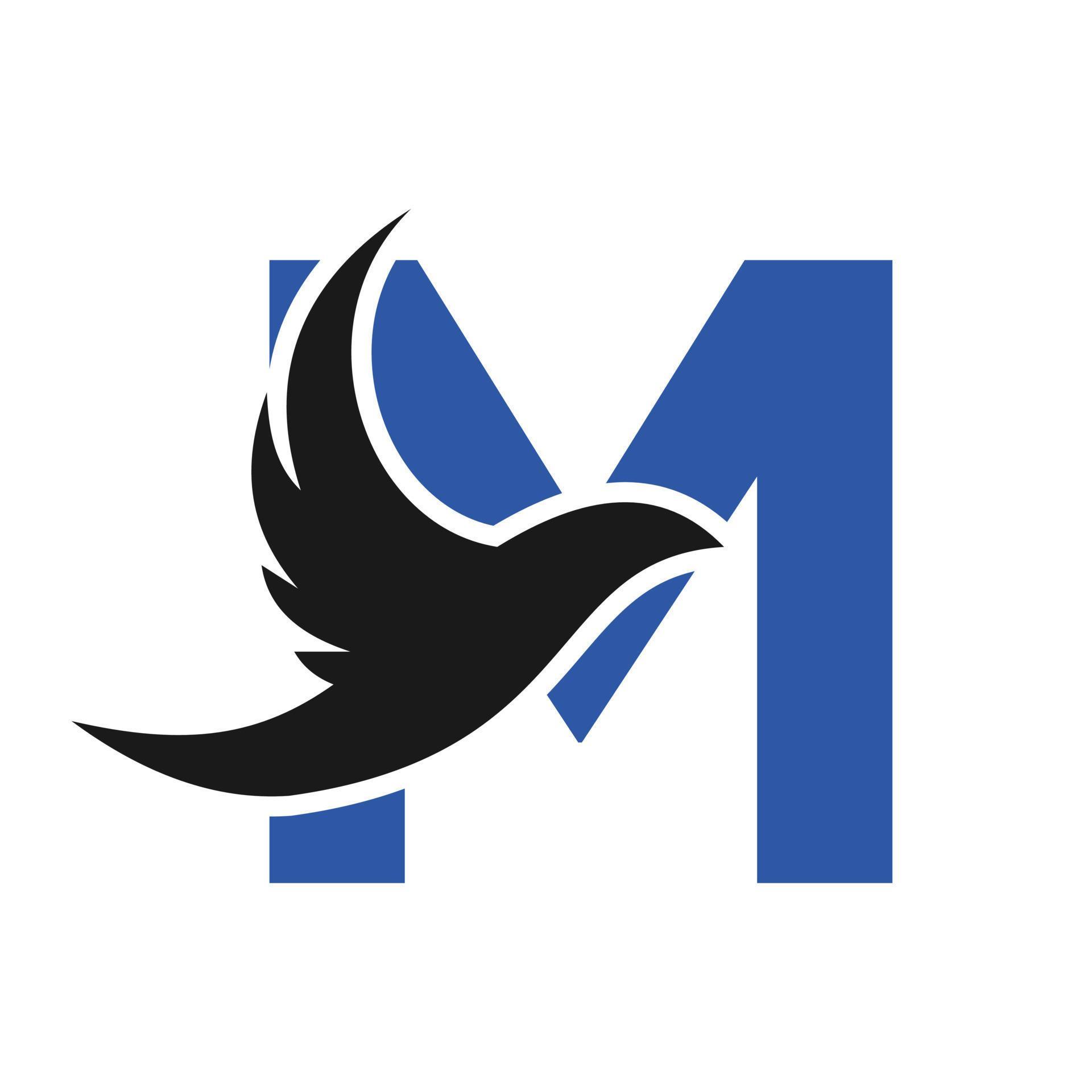Letter M Flying Bird Logo Template Vector Sign. Dove Bird Logo on Letter W Concept 17681288 ...