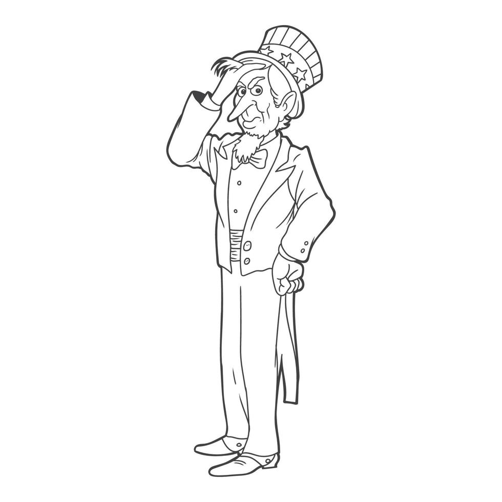 Uncle Sam Coloring Page 17687622 Vector Art At Vecteezy