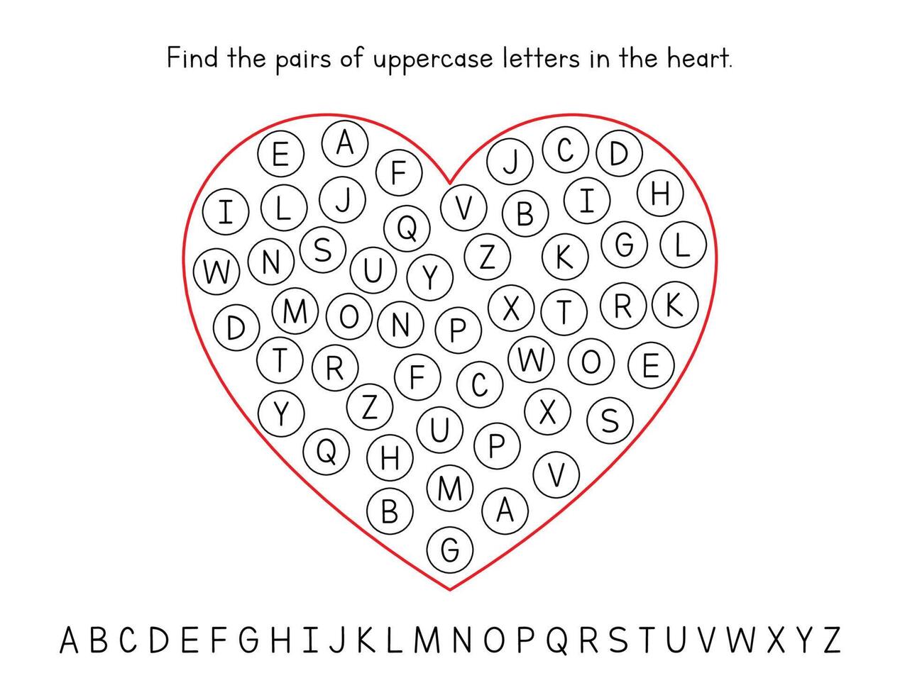 Letters for kids. Find pairs of uppercase letters worksheet for ...