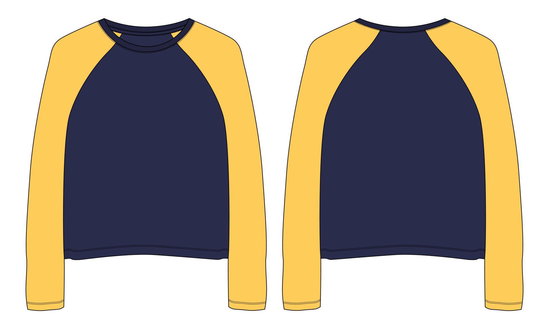 Relax Fit Long Sleeve T Shirt Overall Technical Fashion Flat Sketch